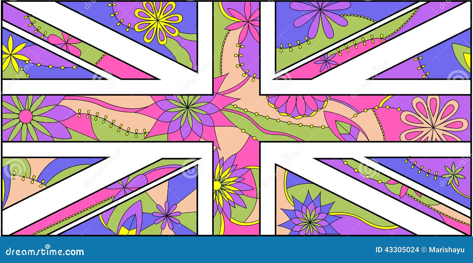 Colorful stylezed UK flag stock vector. Illustration of pink - 43305024