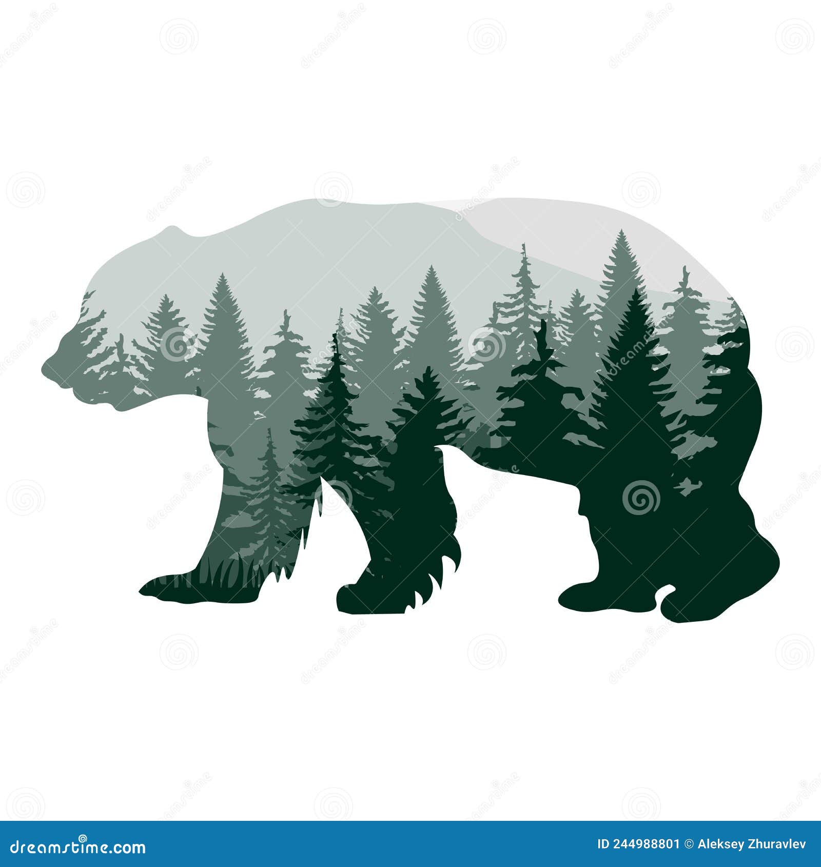 Colorful Styling Bear for Your Design, Isolated Objects, Vector ...