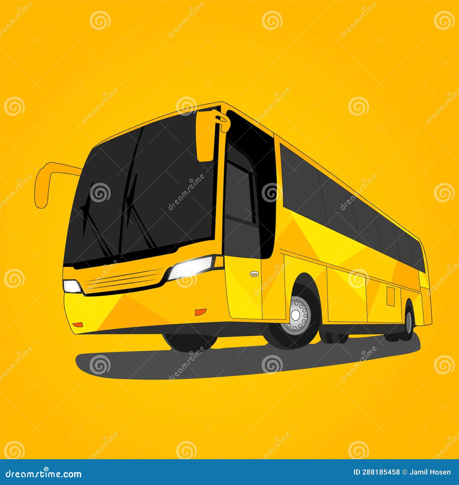 Colorful Stylish Designed Yellow Bus Vector Illustration Stock ...