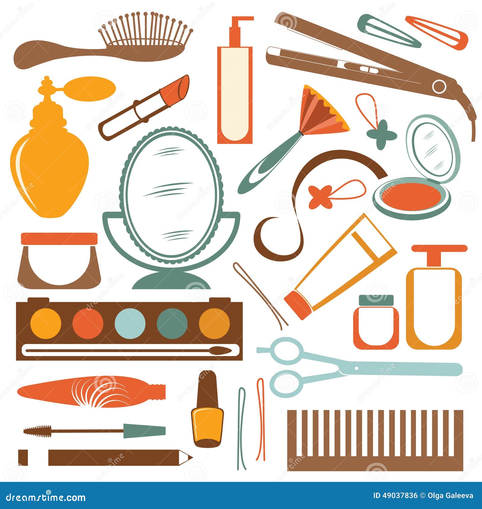 Colorful Stylish Set of Make Up Elements Stock Vector - Illustration of collection, clipart ...