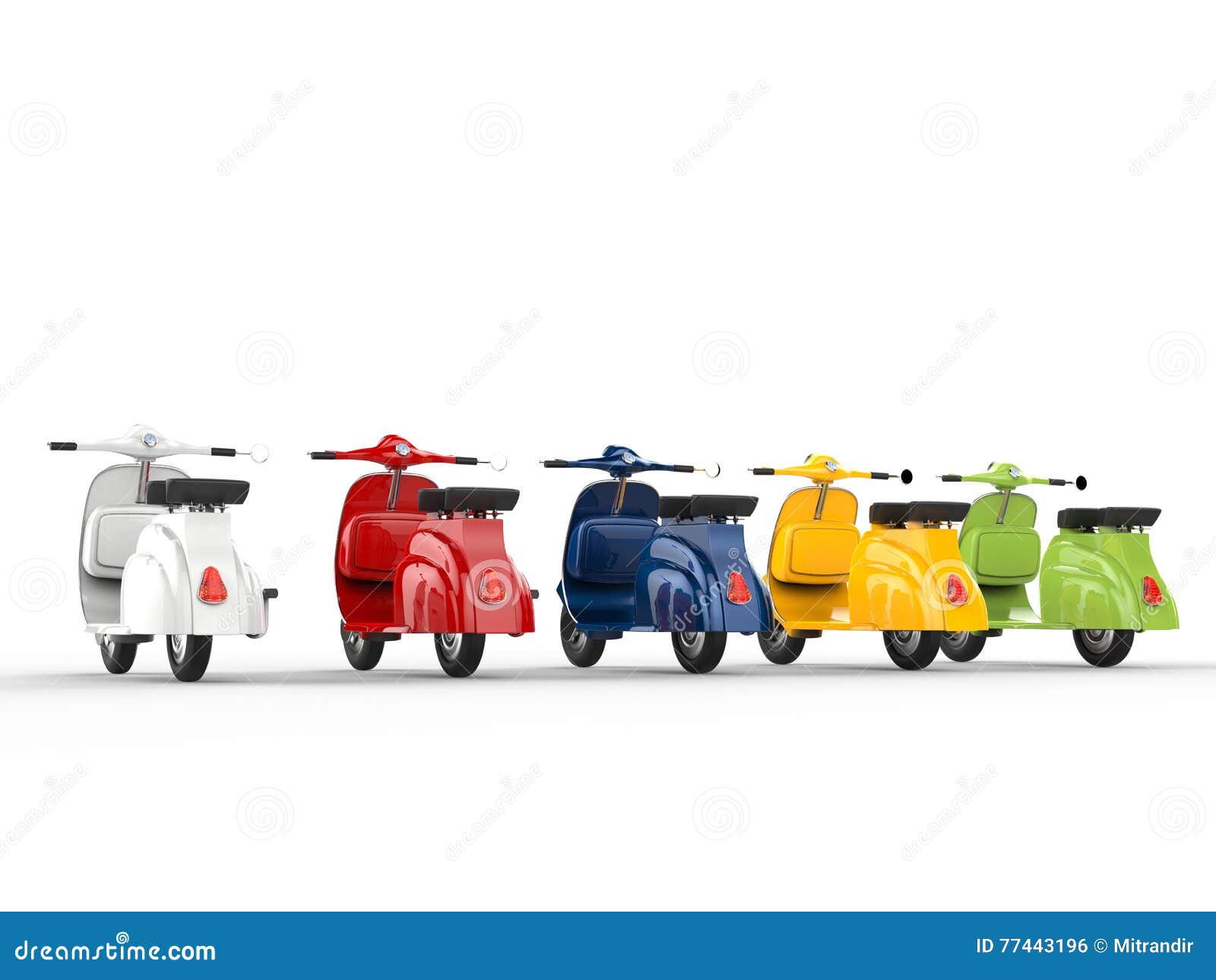 Colorful Stylish Vintage Scooters Stock Illustration - Illustration of ...