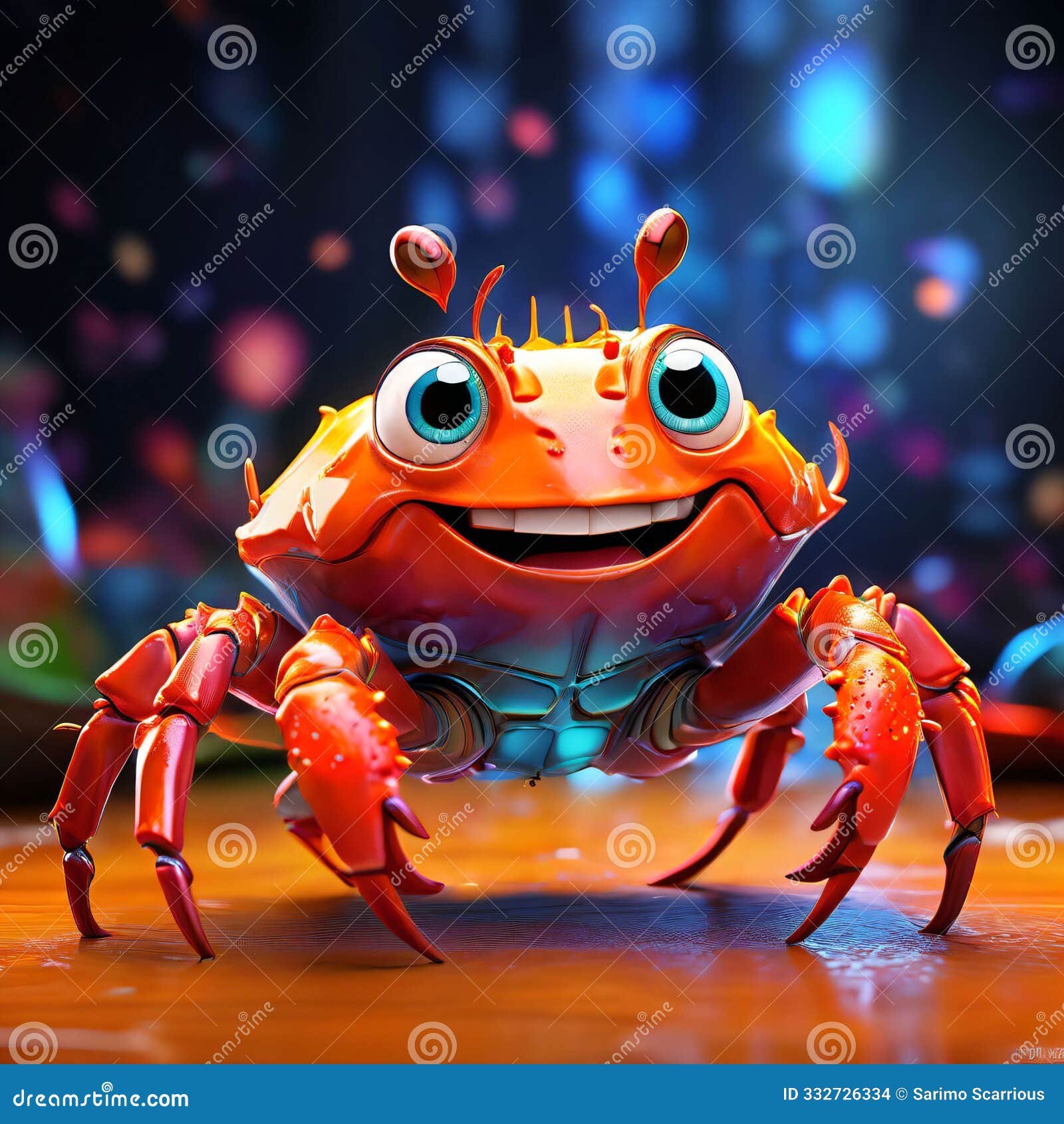 Colorful 3D Crab with Unique Expression Stock Illustration ...