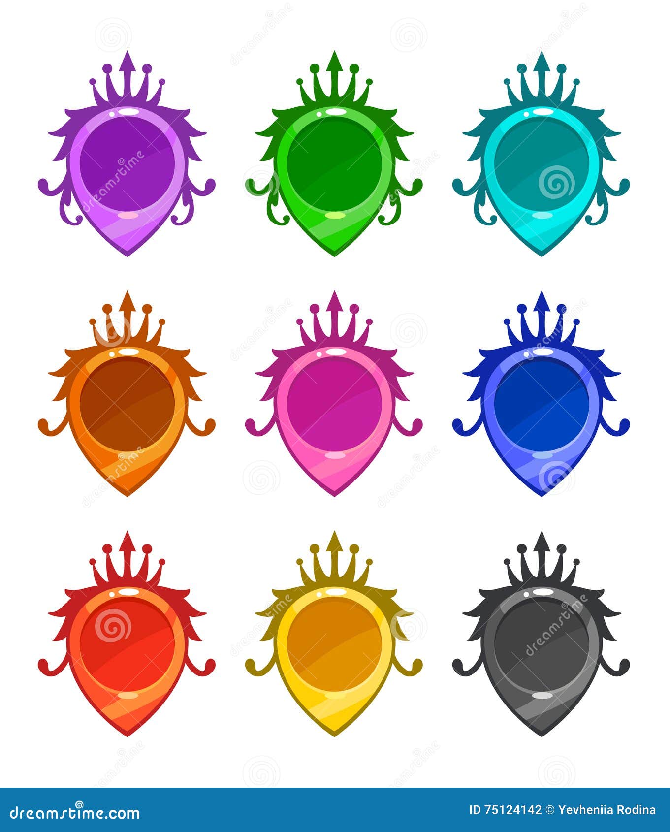 Colorful Stylized Decorative Map Pointers Stock Vector Illustration
