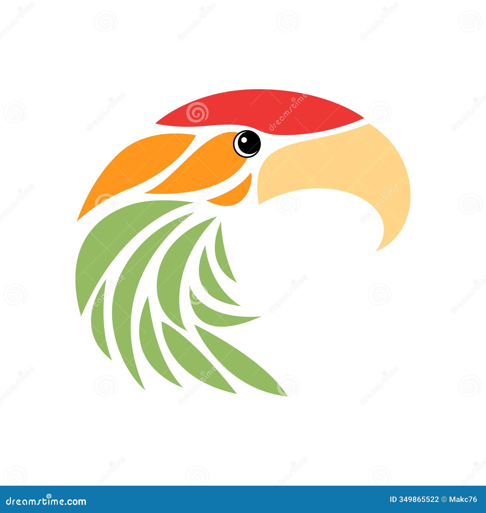 Colorful and Stylized Parrot Head with a Large, Curved Beak Stock ...