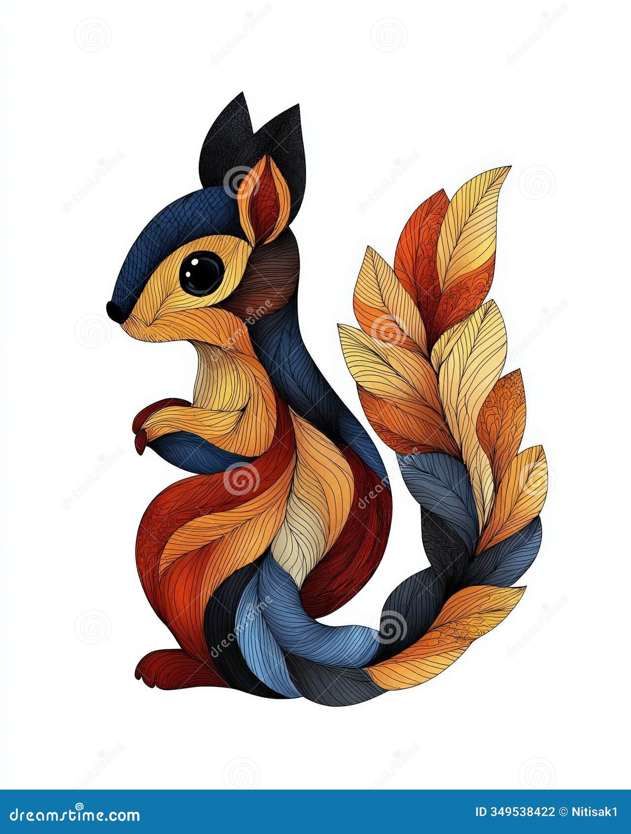 Colorful Stylized Squirrel Illustration Stock Illustration ...