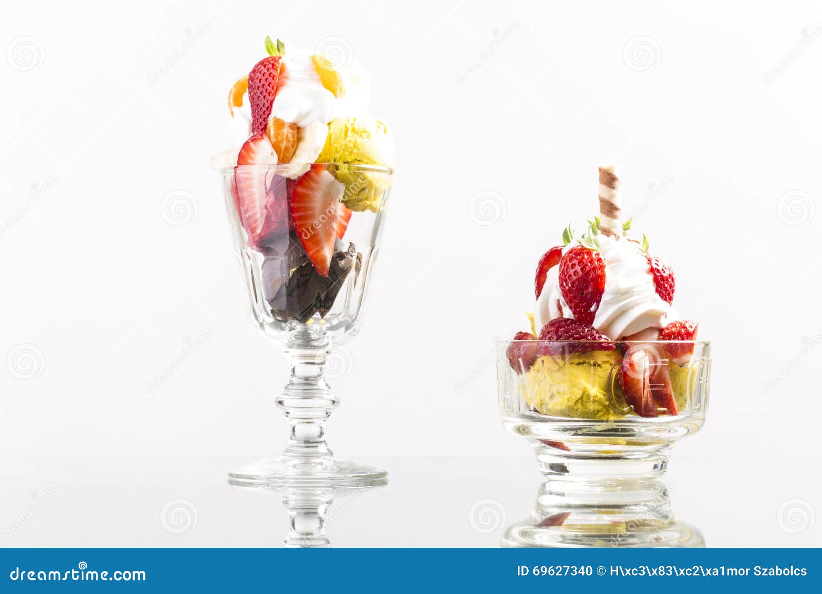 Colorful Sundaes on the Bright Background Stock Photo - Image of banana ...