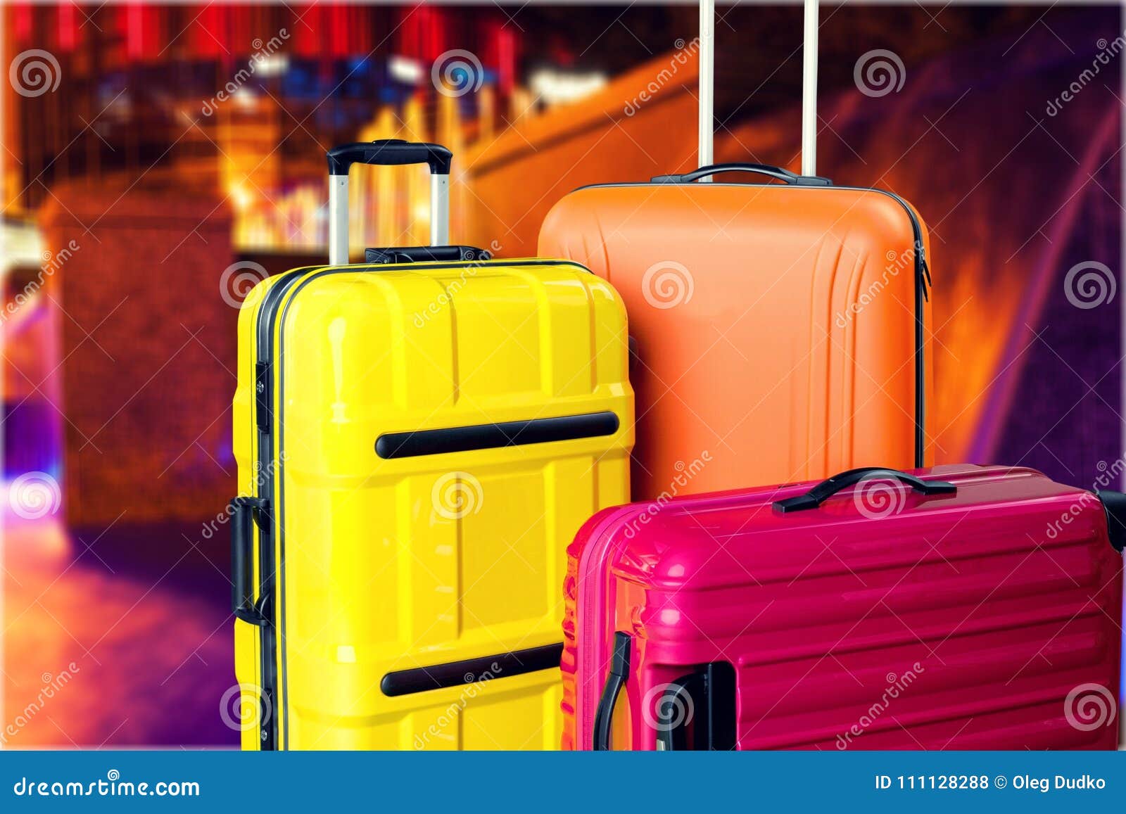 Beautiful Colorful Suitcases on Background Stock Photo - Image of room ...