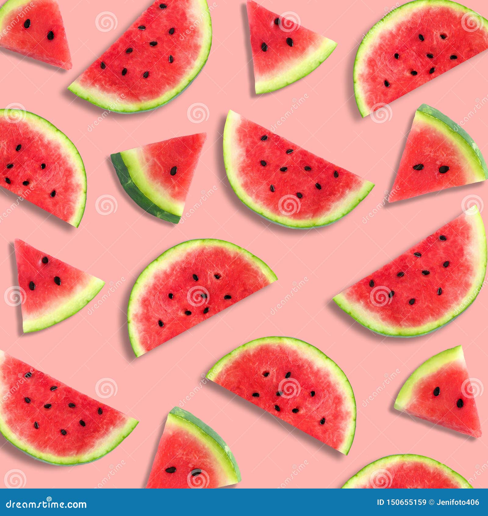 Watermelon Slice Summer Fruit Pattern on a Pastel Pink Background Stock ...