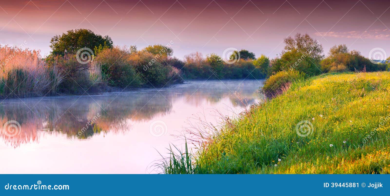 Colorful Summer Panorama of River Stock Image - Image of fantastic ...