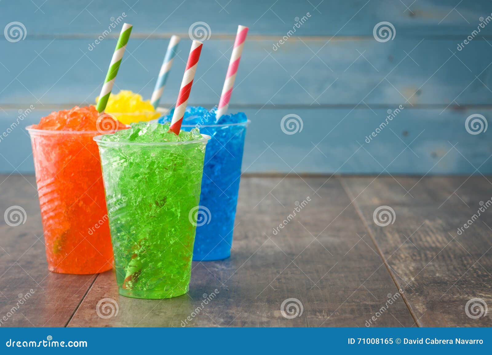 Colorful Summer Slushies on Blue Wood Stock Image - Image of delicious ...
