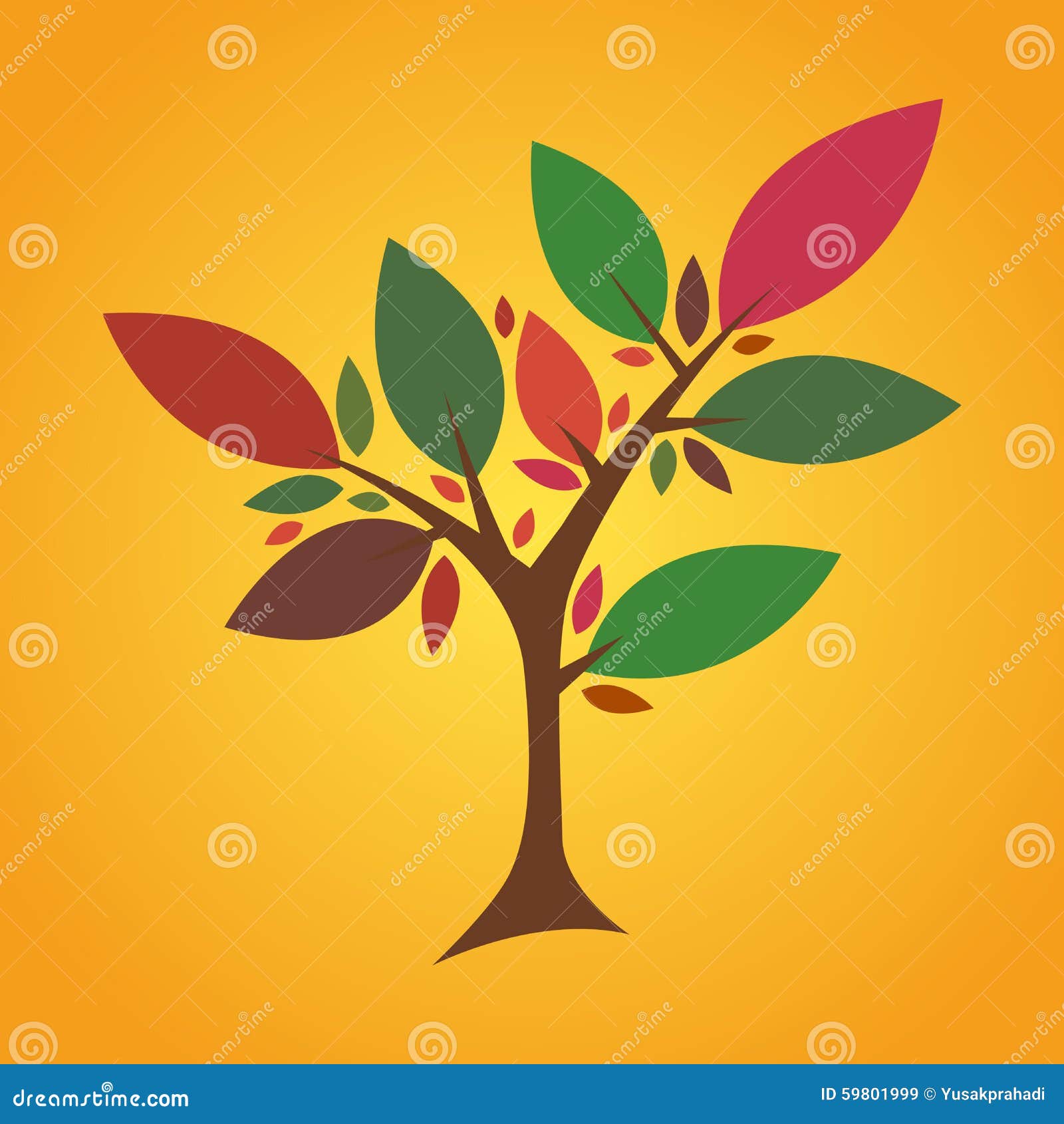 Colorful Summer Tree stock vector. Illustration of branch - 59801999