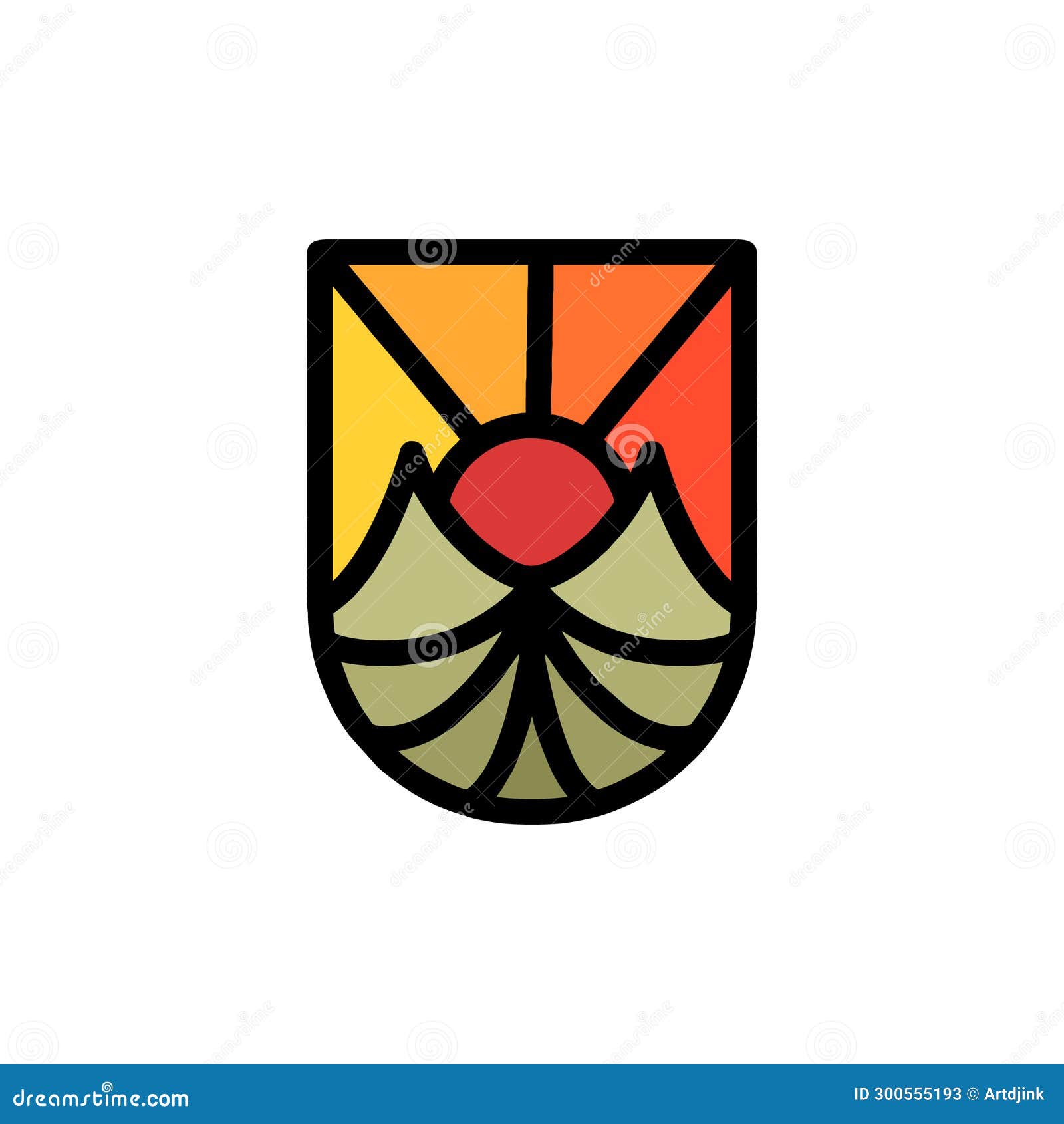 Colorful Sun Mountain Logo Vector Design Illustration Emblem Stock ...