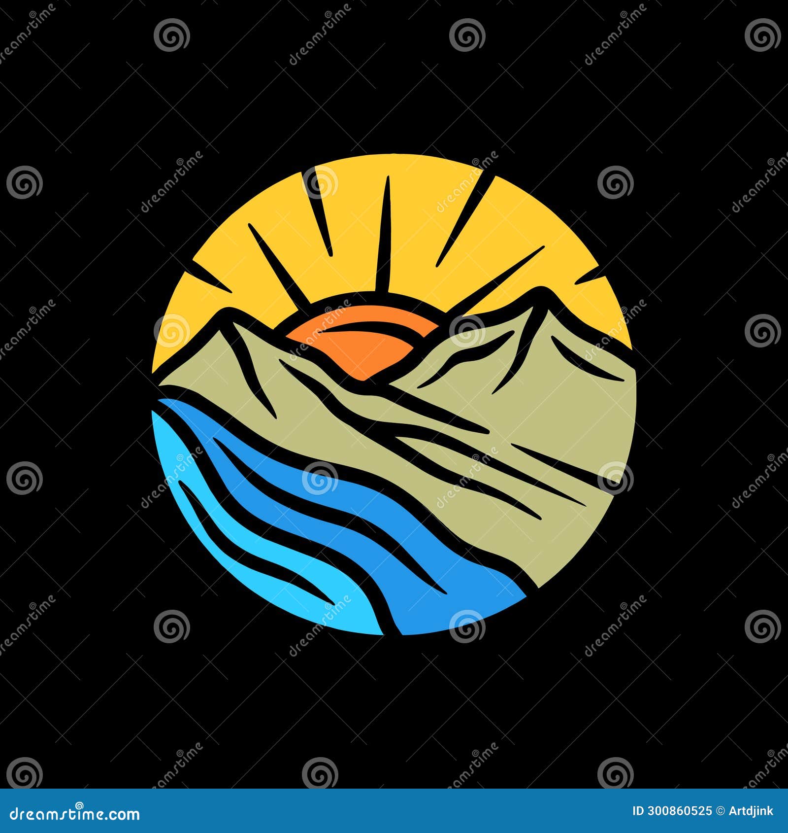 Colorful Sun Mountain Logo Vector Design Illustration Emblem Stock ...