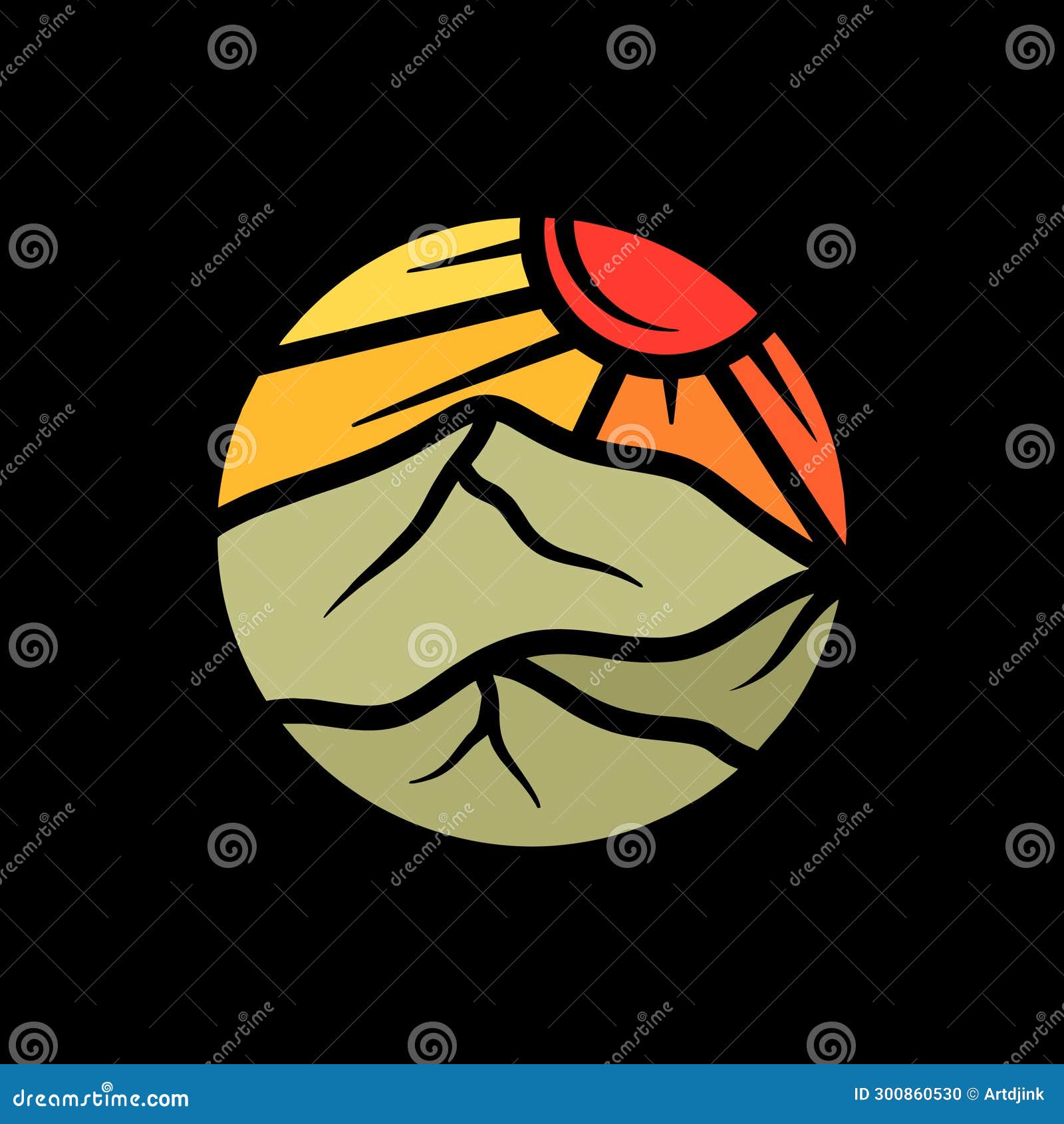 Colorful Sun Mountain Logo Vector Design Illustration Emblem Stock ...