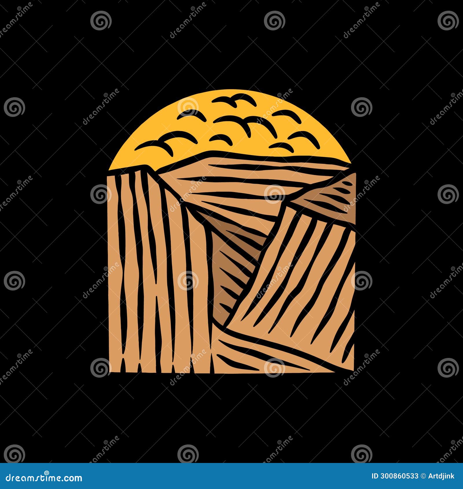 Colorful Sun Mountain Logo Vector Design Illustration Emblem Stock ...