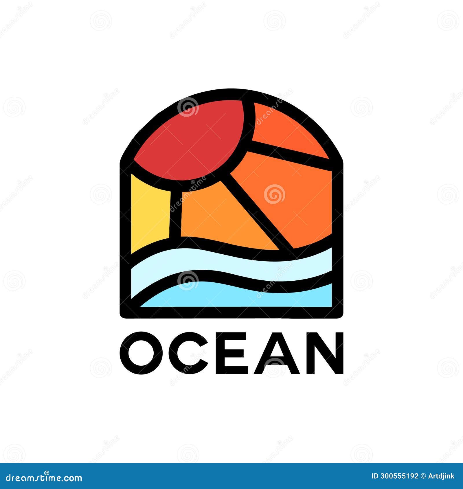 Colorful Sun Ocean Logo Vector Design Illustration Emblem Stock ...