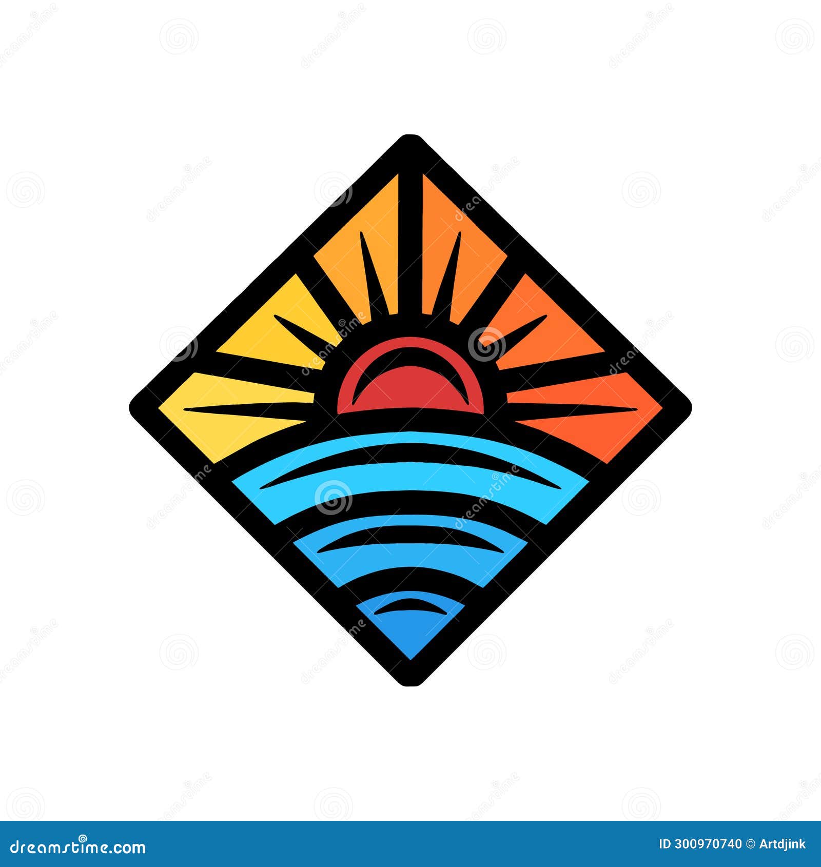 Colorful Sun Ocean Logo Vector Design Illustration Emblem Stock ...