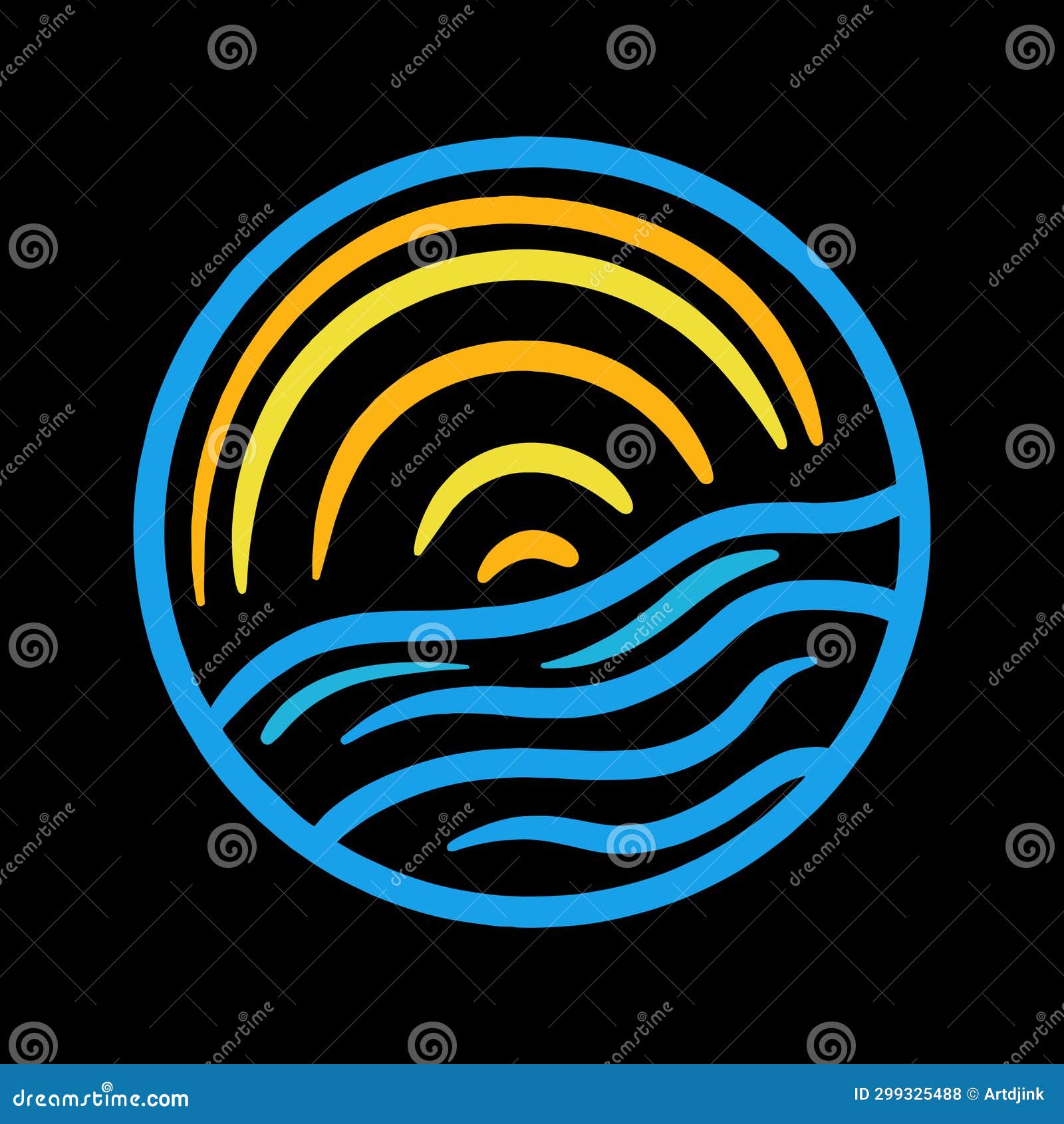Colorful Sun Wave Logo Vector Design Illustration Emblem Stock Vector ...