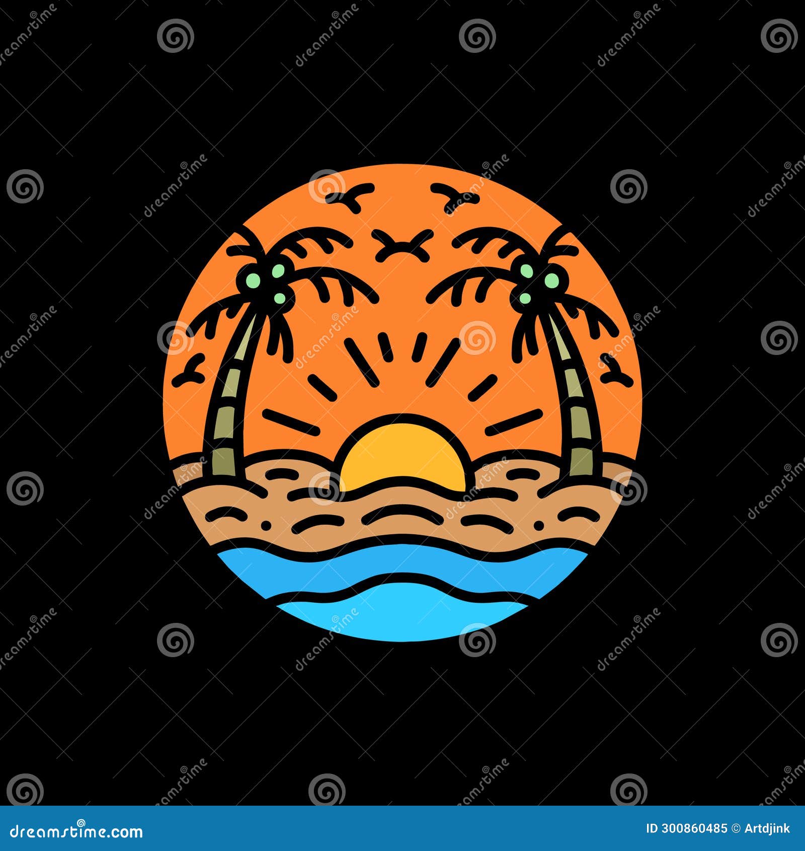 Colorful Sun Wave Logo Vector Design Illustration Emblem Stock Vector ...