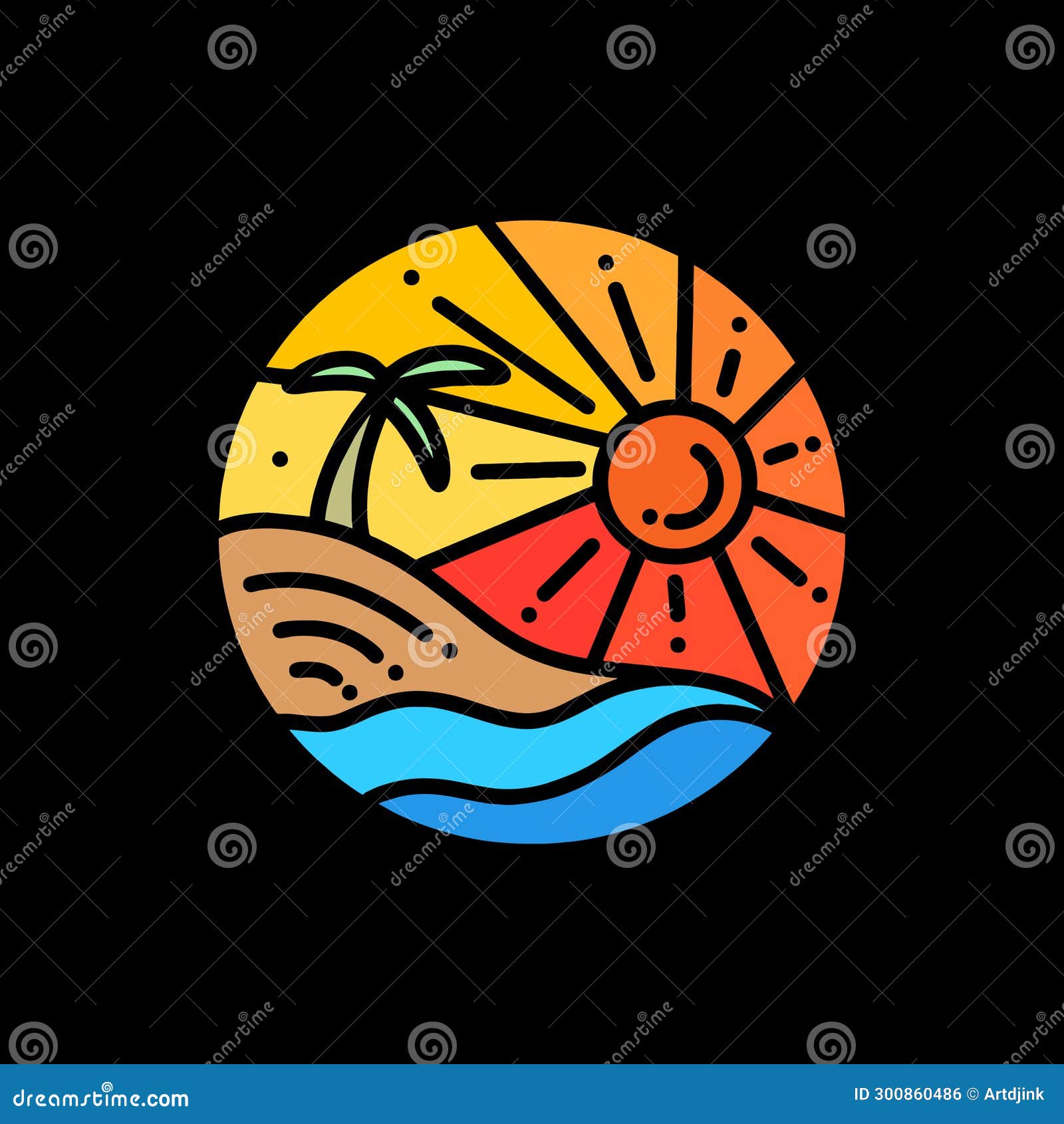 Colorful Sun Wave Logo Vector Design Illustration Emblem Stock ...