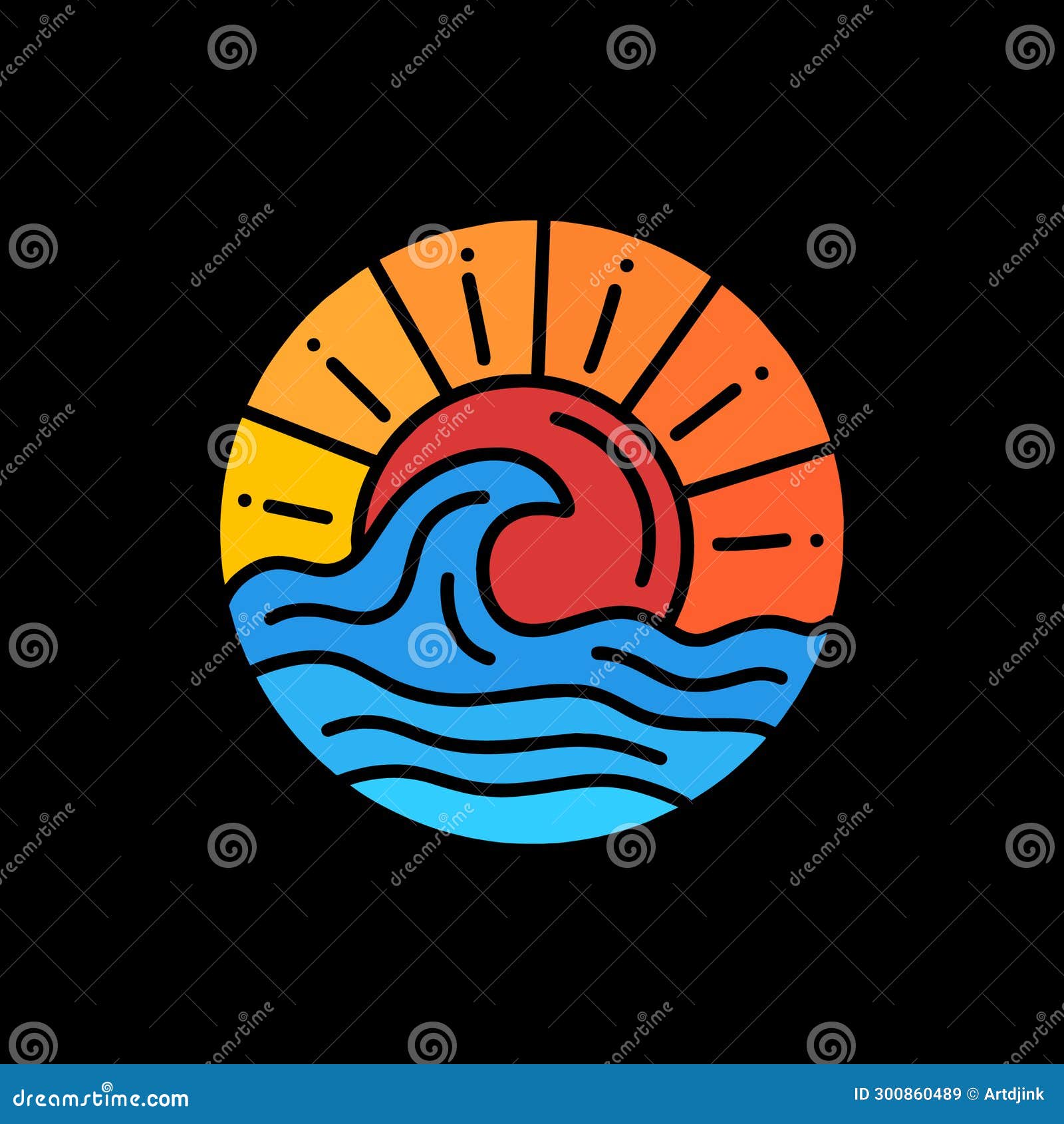 Colorful Sun Wave Logo Vector Design Illustration Emblem Stock Vector ...