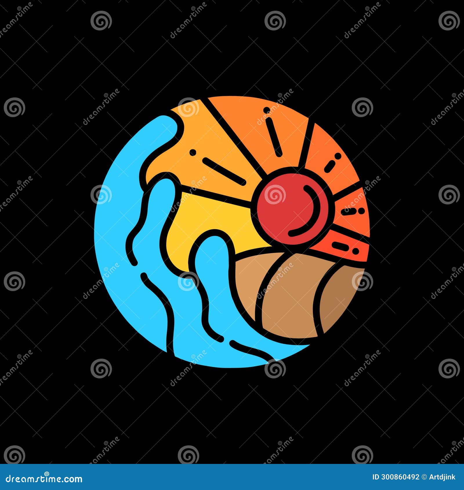 Colorful Sun Wave Logo Vector Design Illustration Emblem Stock Vector ...