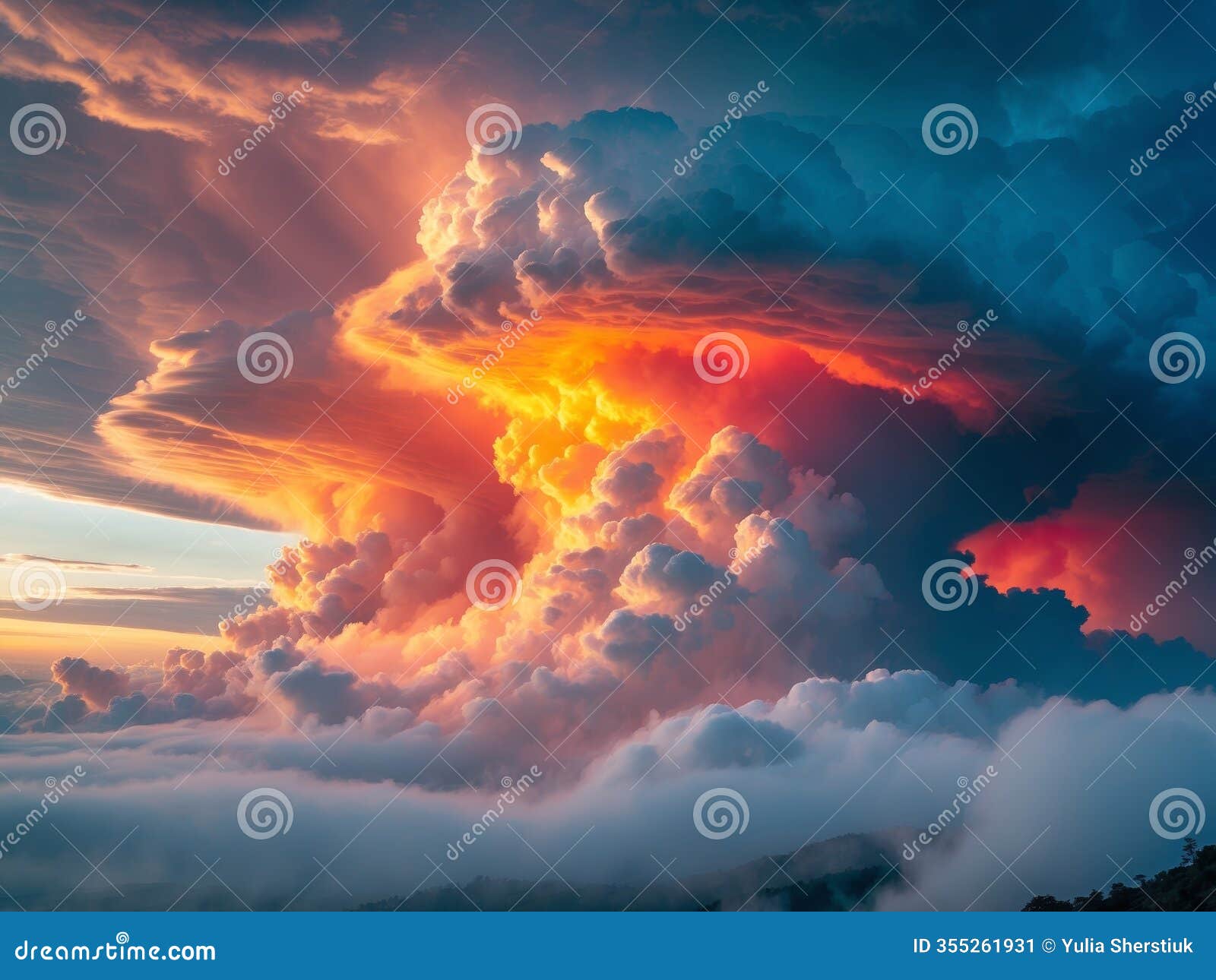 Colorful Sunrise Illuminating Storm Clouds Creating Dynamic Visual ...