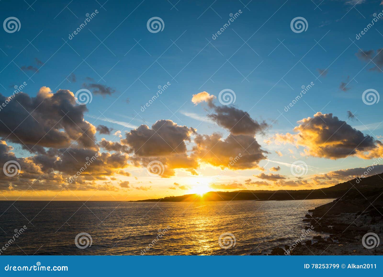 Colorful sunset in Alghero stock image. Image of dramatic - 78253799