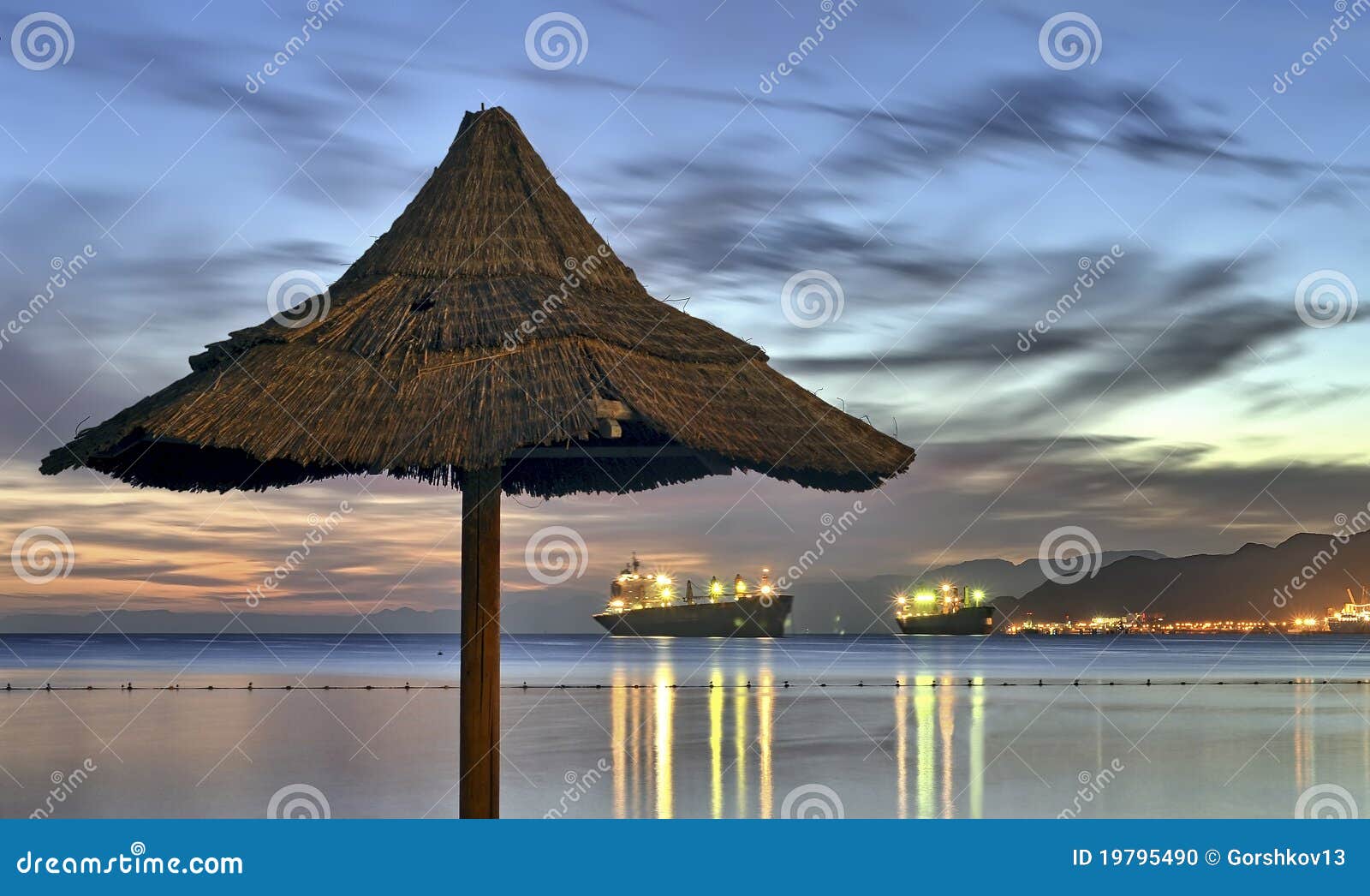 Colorful Sunset on a Beach of Eilat City Stock Photo - Image of ...