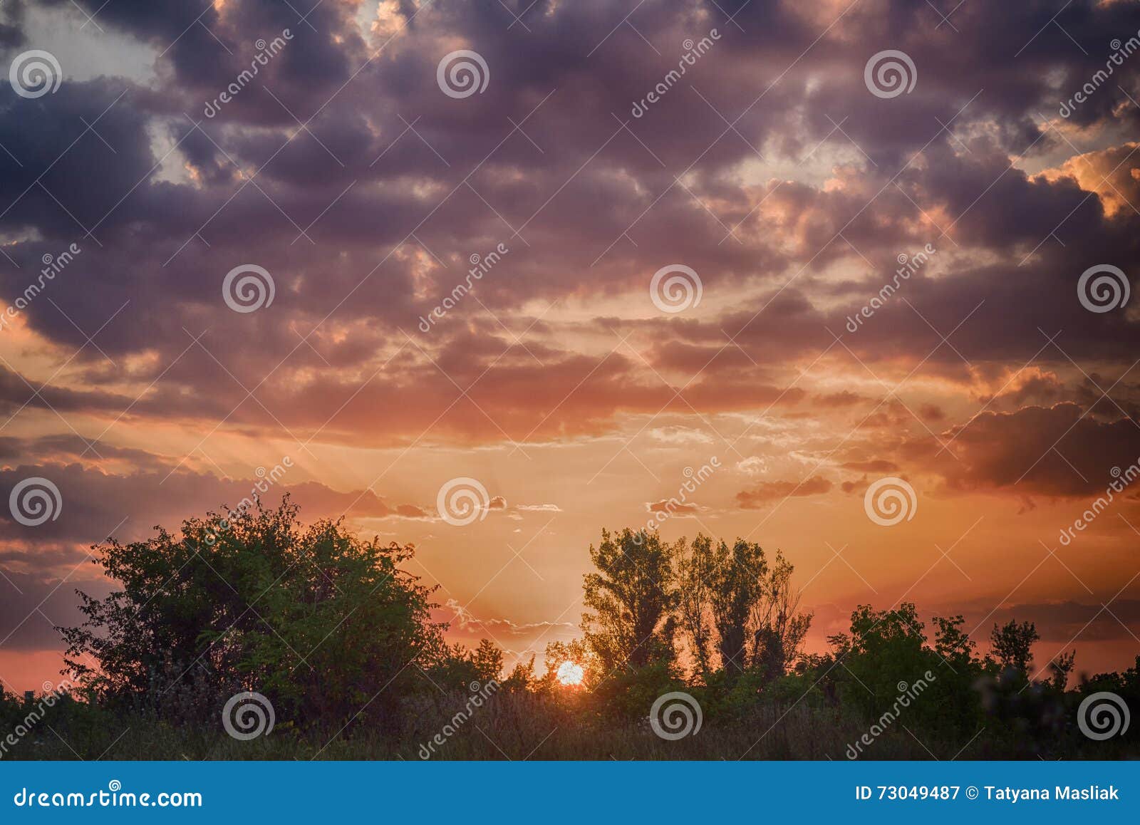 Colorful Sunset with Clouds Stock Image - Image of moody, color: 73049487