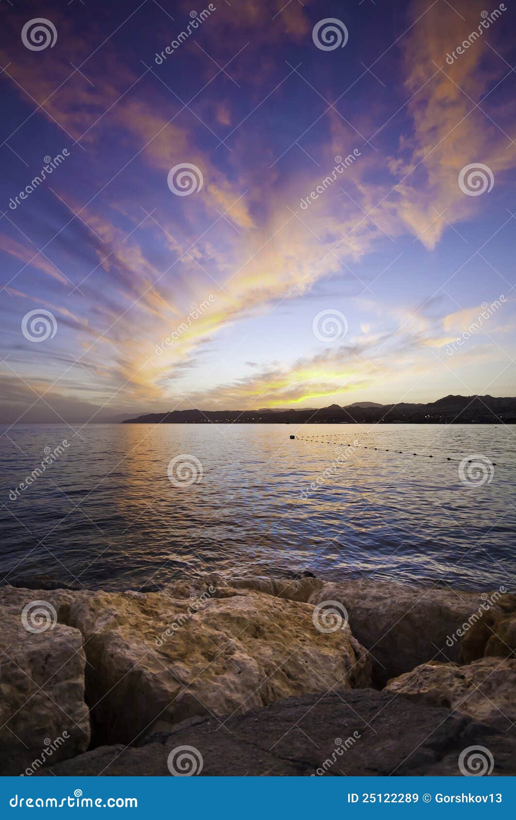 Colorful Sunset at the Gulf of Eilat, Israel Stock Image - Image of ...