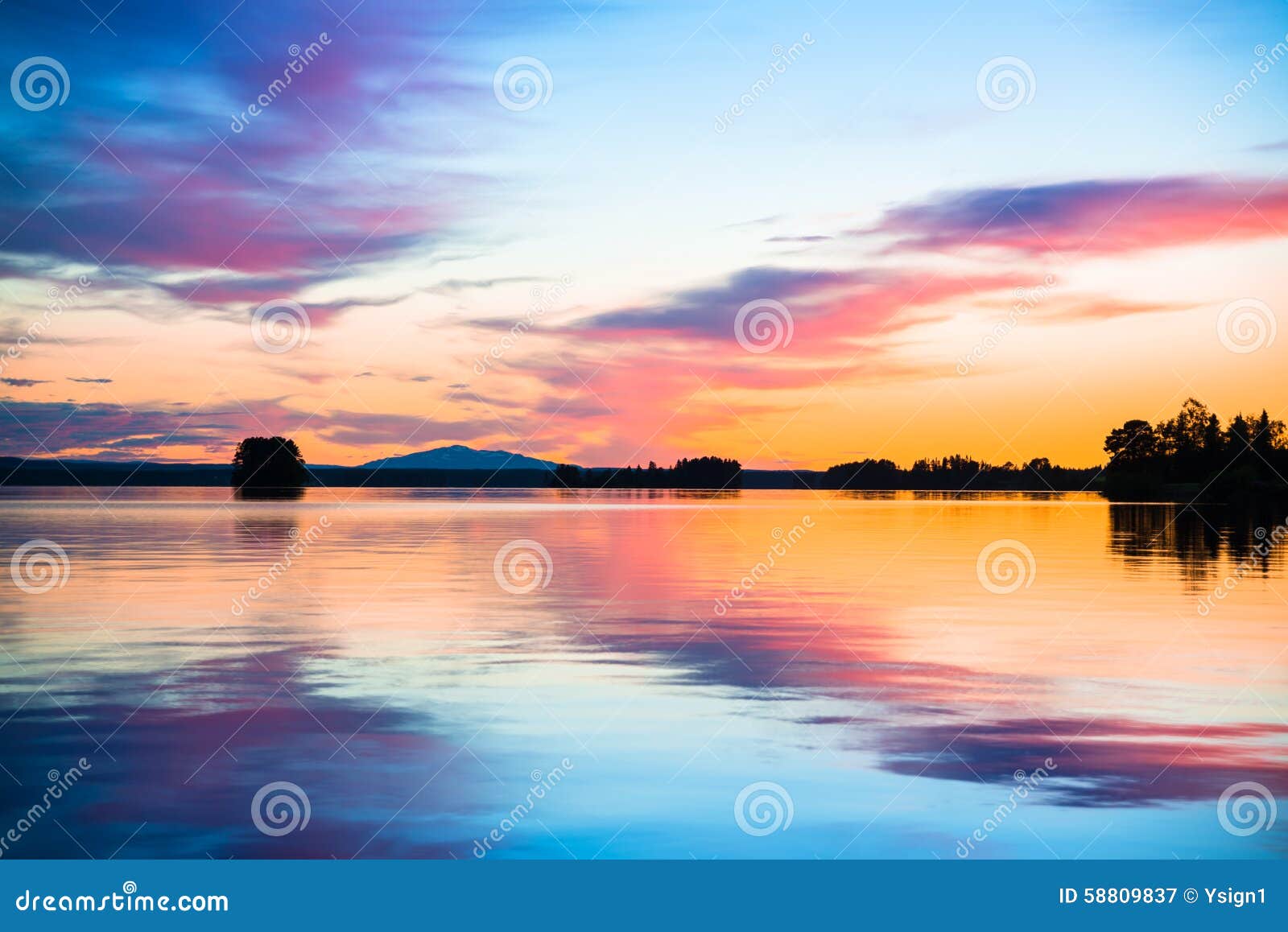 Colorful Sunset Over a Calm Lake Stock Image - Image of lake, relax ...
