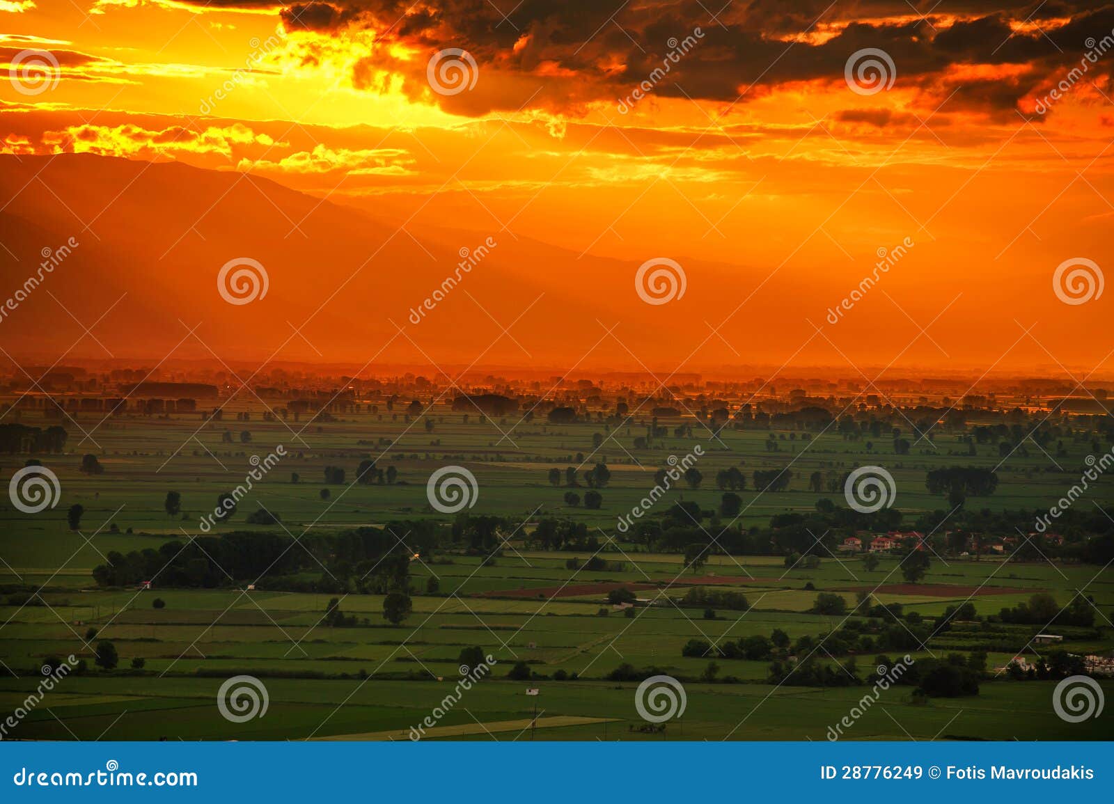 Colorful Sunset Over a Field Stock Image - Image of kavala, dawn: 28776249