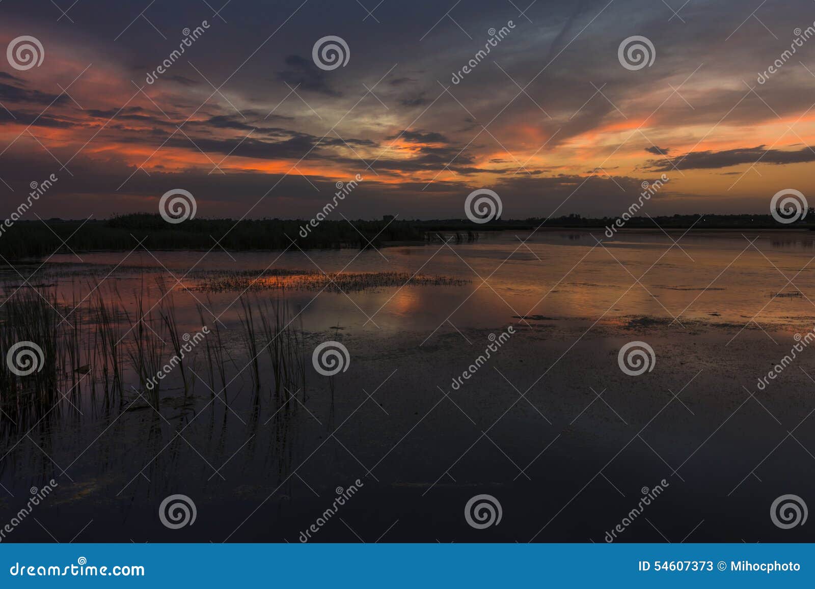 Colorful sunset over lake stock image. Image of cloudscape - 54607373