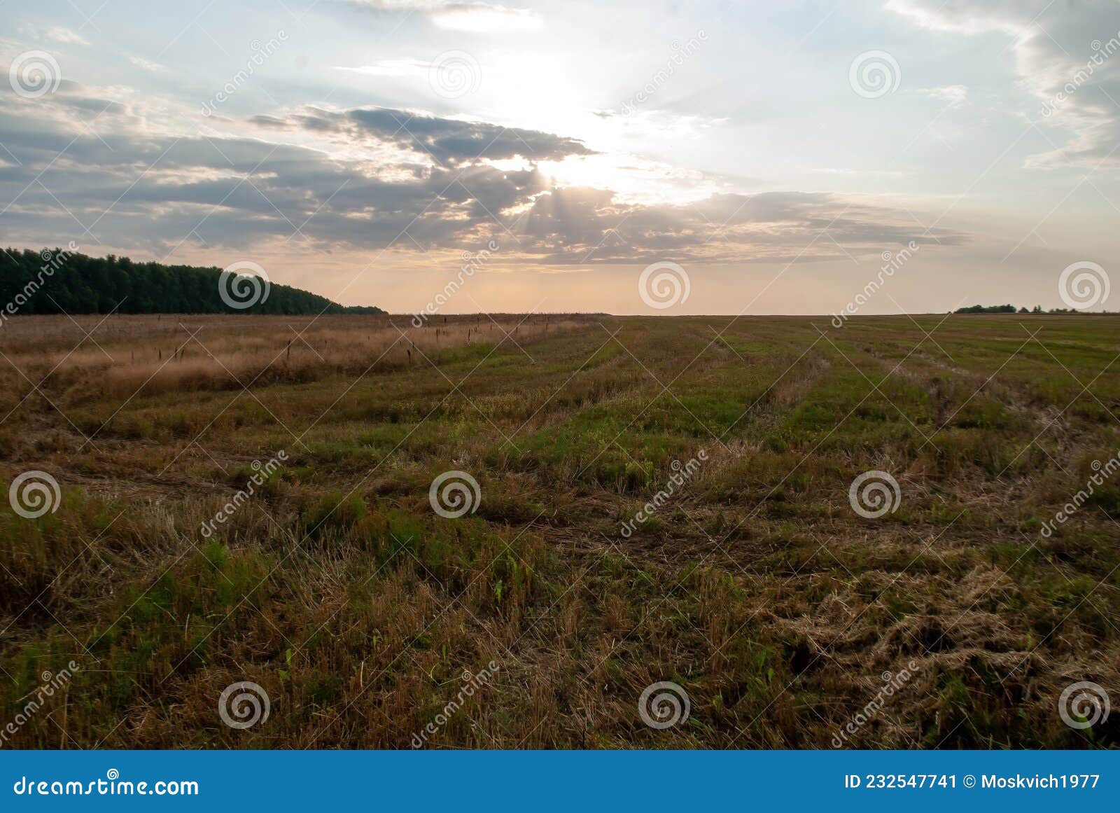 Colorful Sunset Over a Mowed Field Stock Image - Image of europe ...
