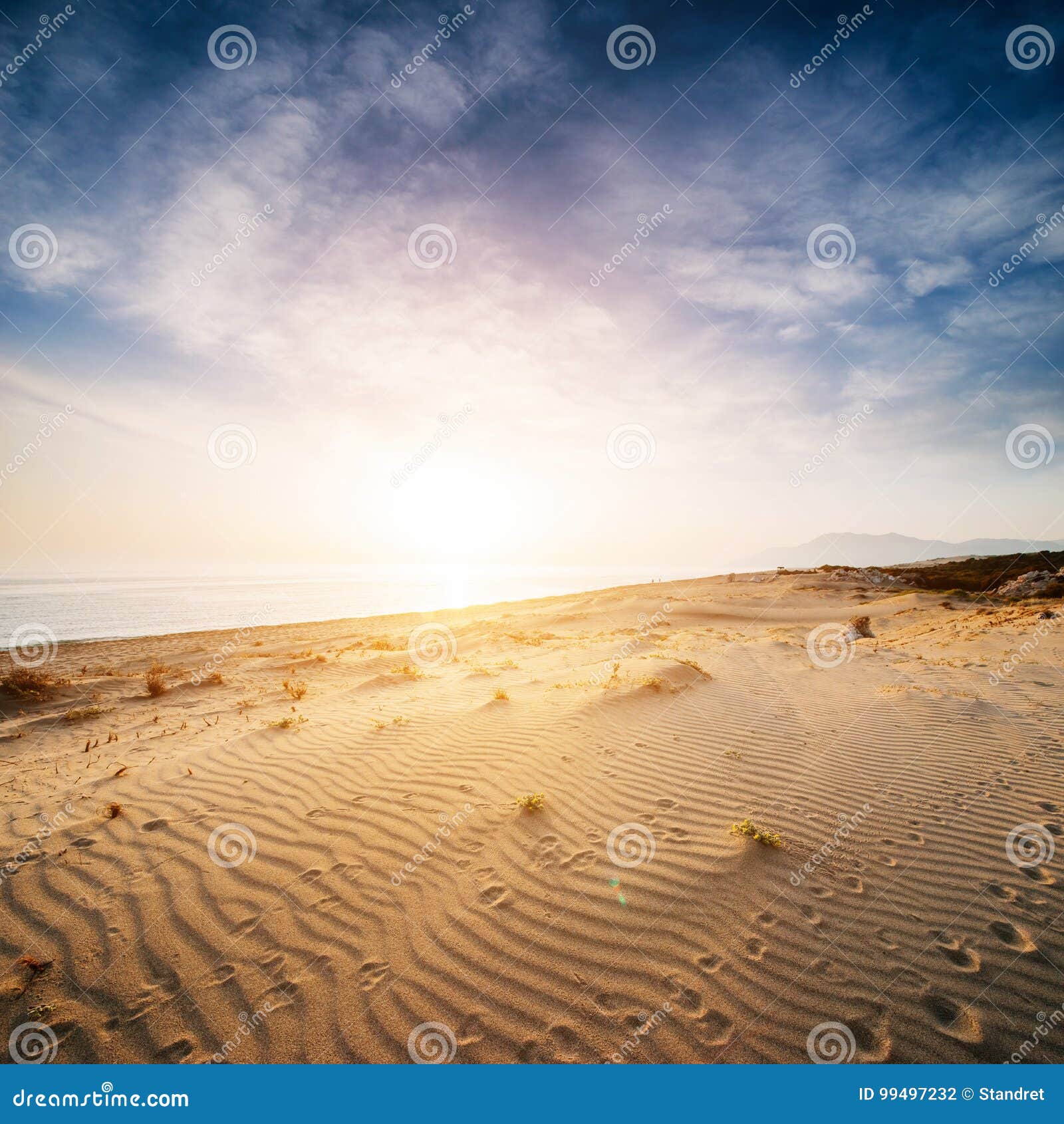 Colorful Sunset Over Mysterious Desert Stock Photo - Image of luminous ...