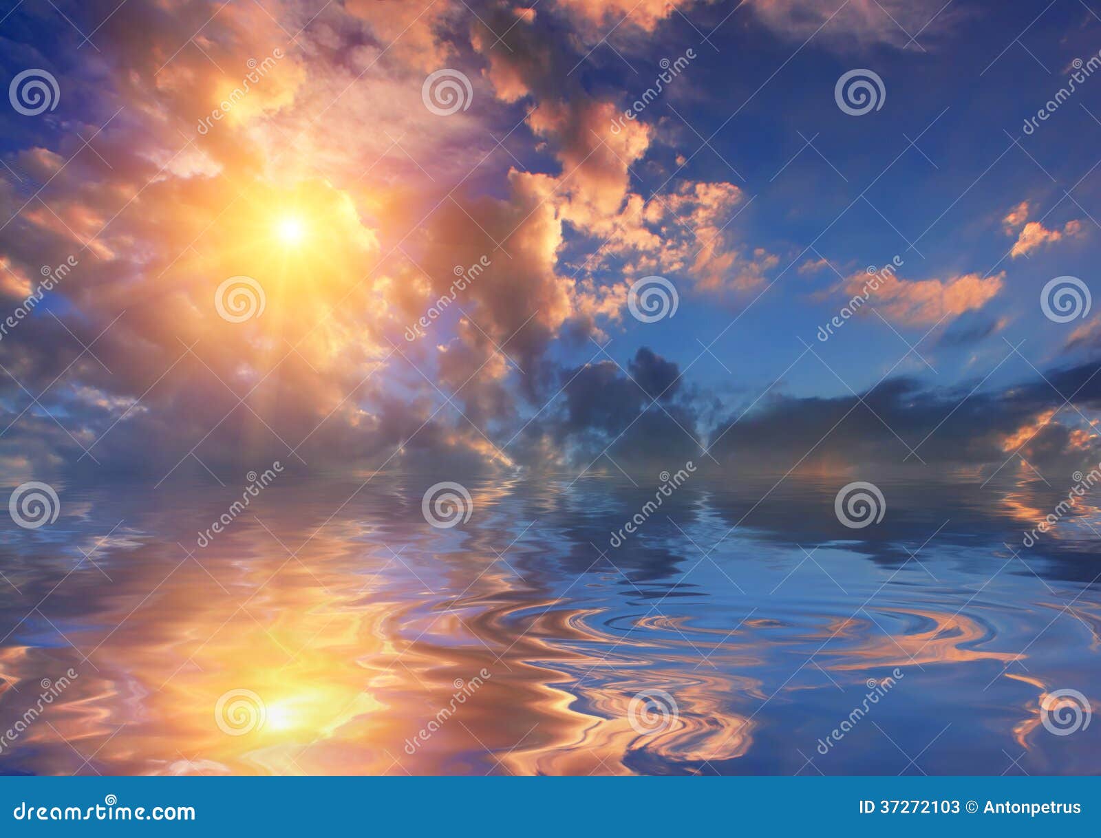 Colorful Sunset Over the Ocean Beach Stock Image - Image of moonrise ...