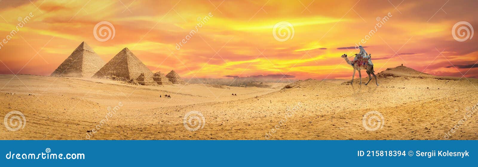 Colorful Sunset Over the Pyramids Stock Photo - Image of unesco, desert ...