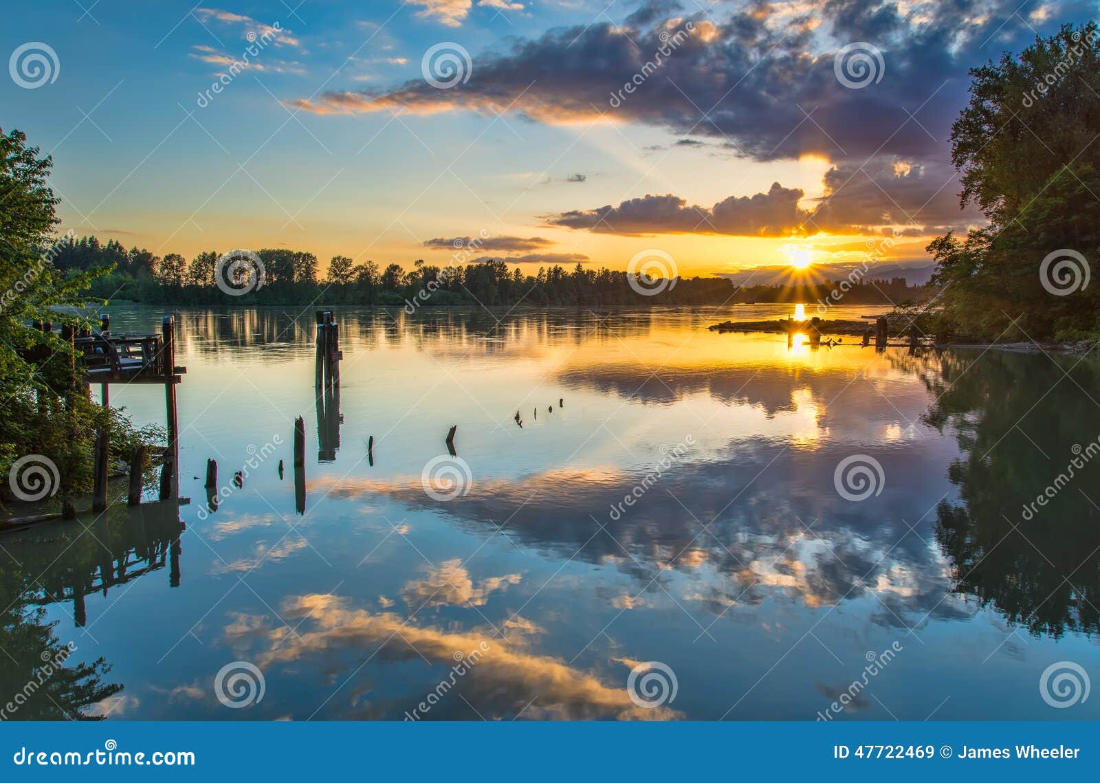 Colorful Sunset Over River stock image. Image of golden - 47722469
