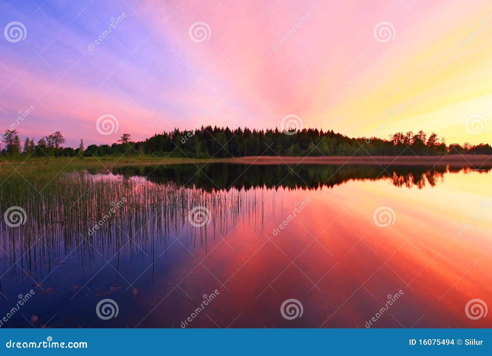 Colorful sunset over water stock photo. Image of outside - 16075494