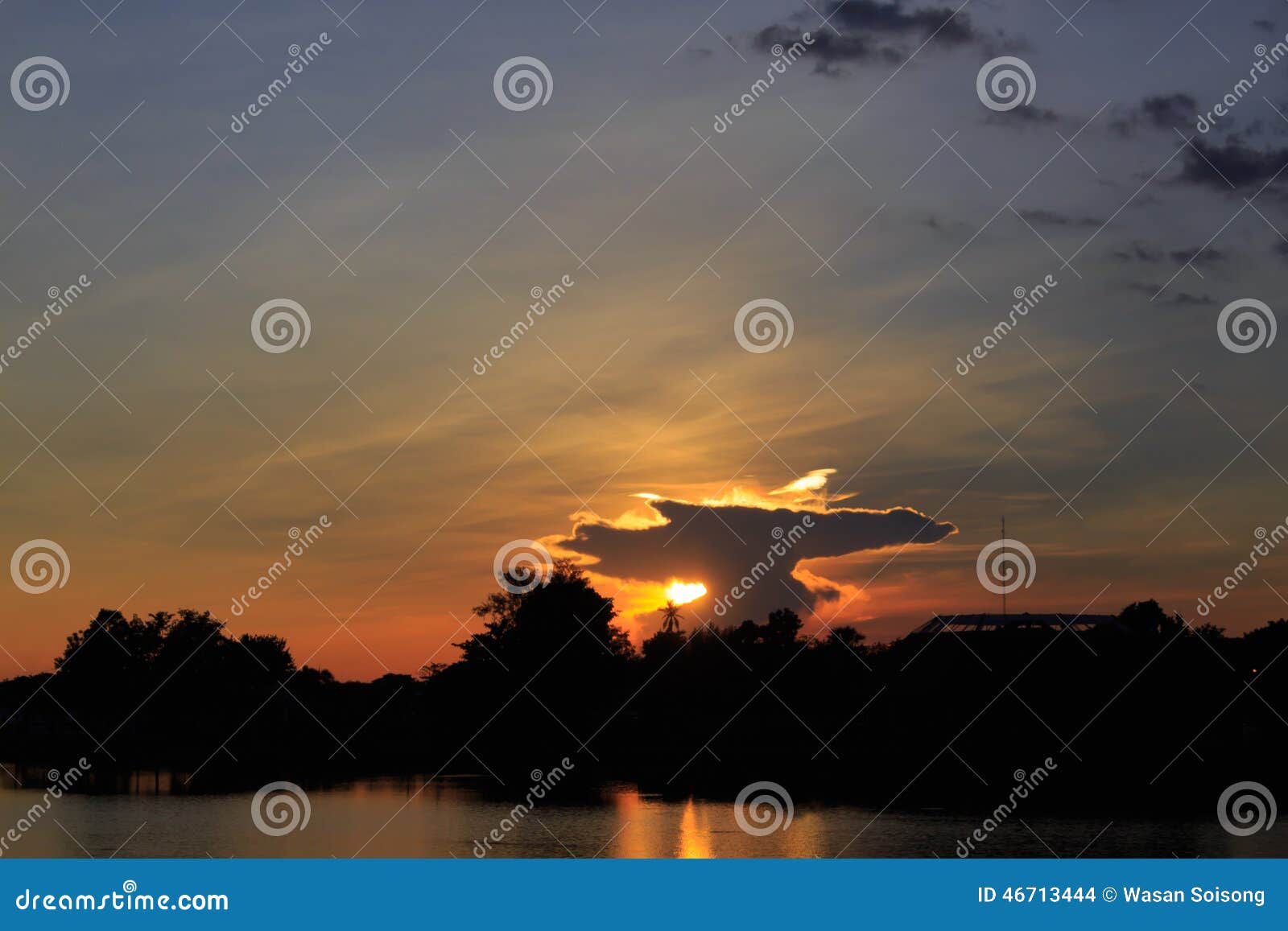 Colorful Sunset Over Water Surface Stock Photo - Image of dramatic ...