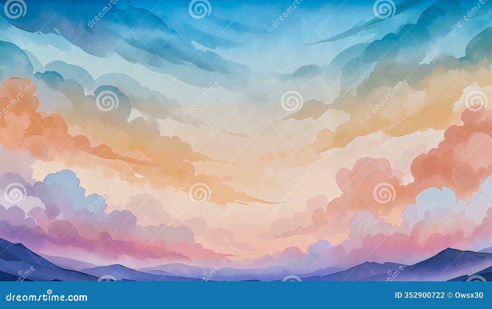 Colorful Sunset Sky with Clouds and Mountains Stock Photo - Image of ...