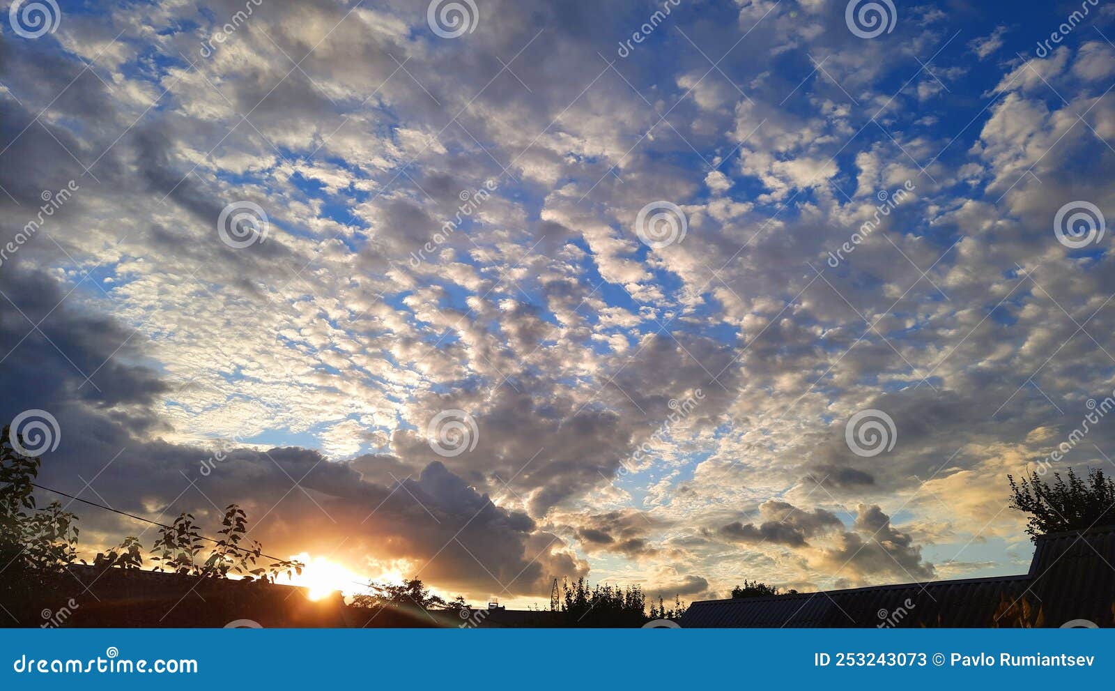 Colorful Sunset on the Sky with Clouds on a Warm Summer Evening Stock ...