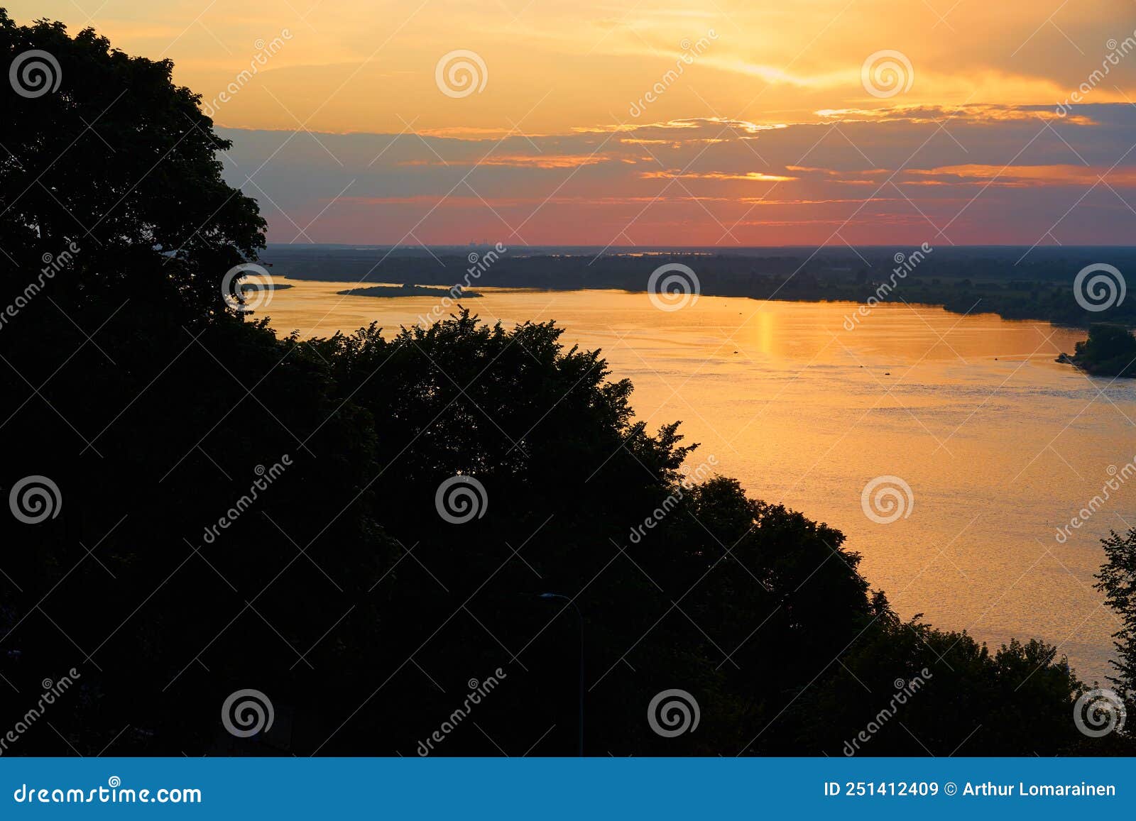 Colorful Sunset Sky Over the River in the Golden Hour Stock Image ...