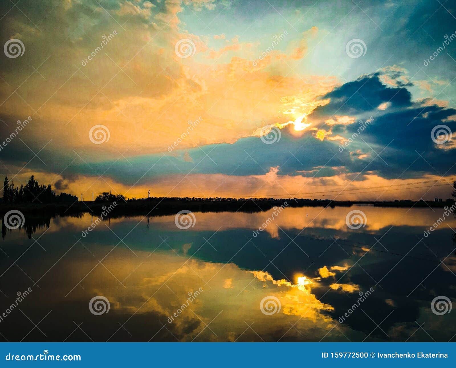 Colorful Sunset. Very Beautiful Sky with Reflection in the Water! Stock ...