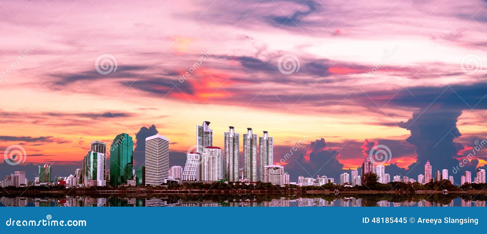 Colorful Sunset View of Buildings Stock Image - Image of downtown ...
