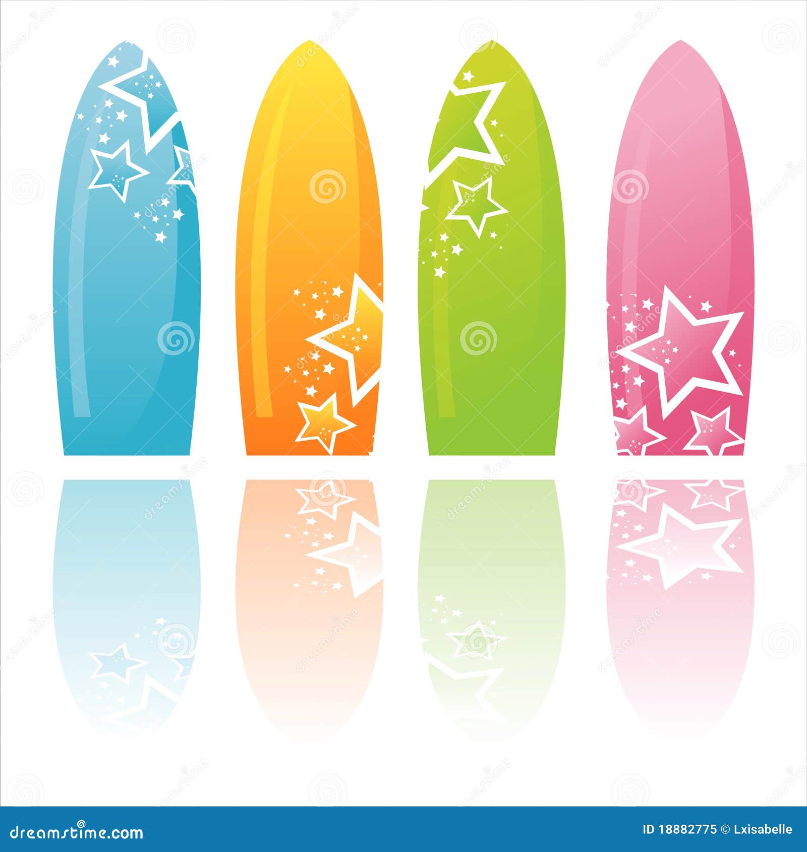 Colorful Surfboards Decorated with Stars Stock Vector - Illustration of ...