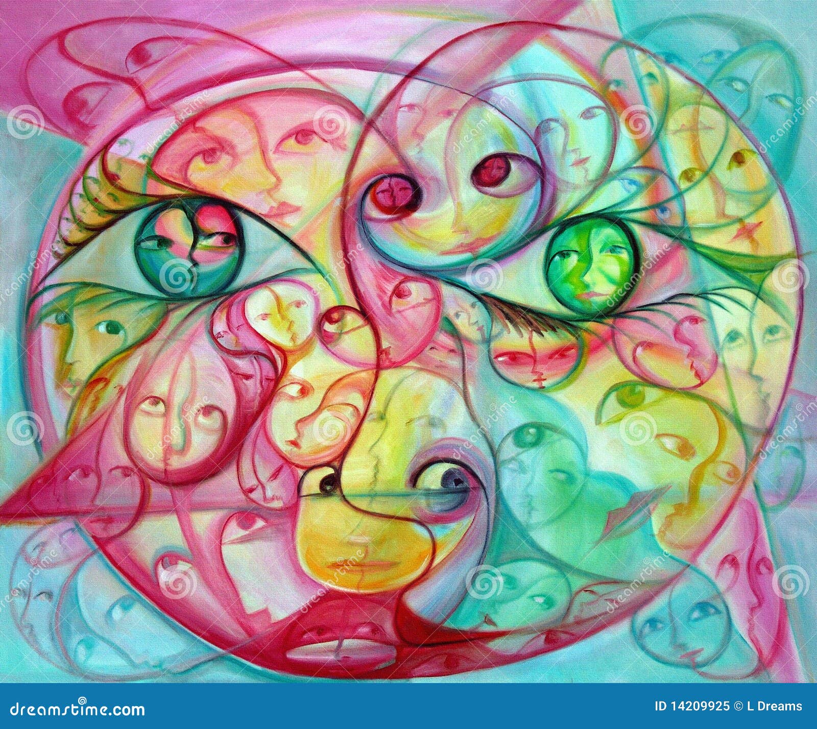 Colorful Surreal Eyes and Faces Stock Illustration - Illustration of ...