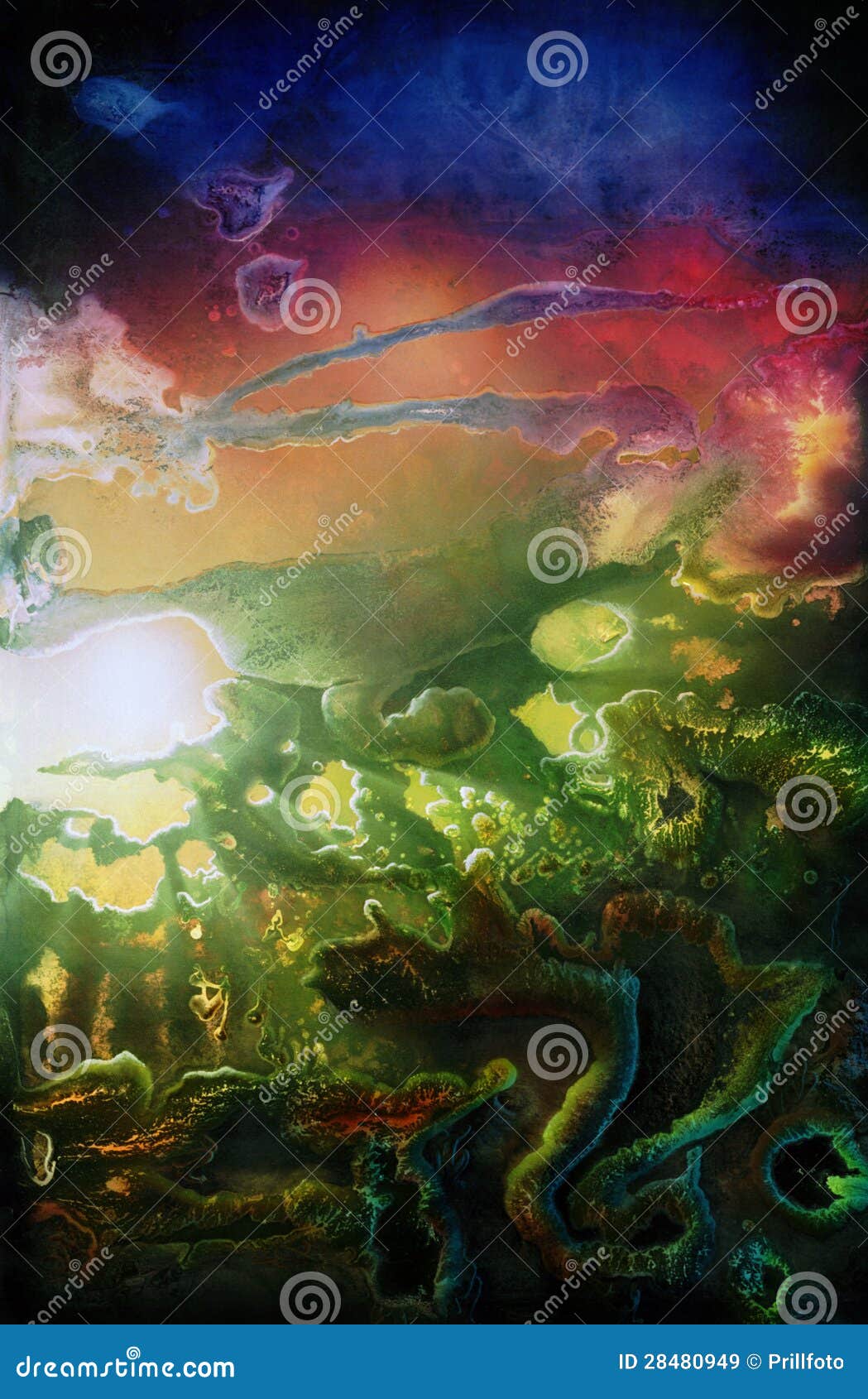 Colorful surreal scenery stock illustration. Illustration of ...