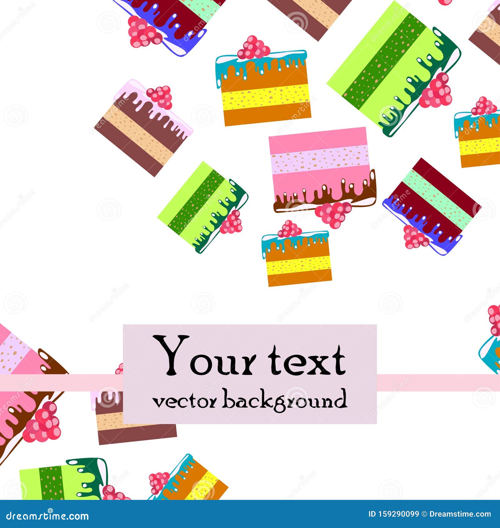 Colorful Sweet Cakes Slices Pieces Vector Illustration Stock Vector ...